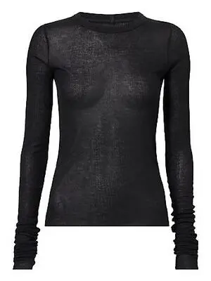 Rick Owens Cropped Ribbed Knitted T-shirt - Black