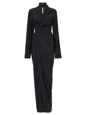 Rick Owens Draped Woven Gown Black