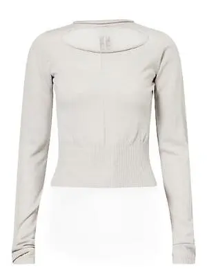 Rick Owens Cut-out Cropped Wool Top - Pearl
