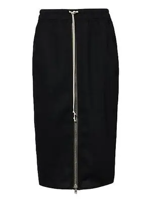 Rick Owens Zip-front Wool Midi Skirt - Black