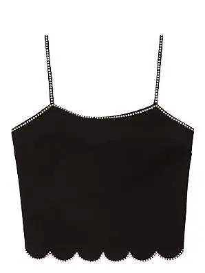 The Kooples Embellished Scalloped-hem Cami Top - Black
