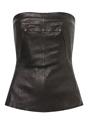 Rick Owens Bandeau Bustier Leather-blend Top - Black