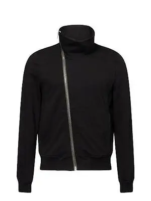 Rick Owens Diagonal-zip Cotton-jersey Sweatshirt - Black