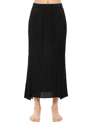 Issey Miyake Pleated Knitted Midi Skirt - Black