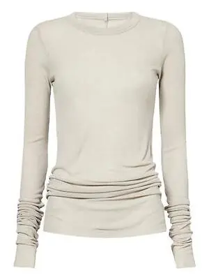 Rick Owens Ribbed Long-sleeves Knitted T-shirt - Pearl