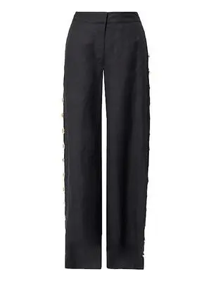Simkhai Cayman Wide-leg Linen-blend Trousers - Black