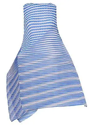 Issey Miyake Stripes Asymmetric Knitted Mini Dress - Blue Hued