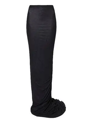 Rick Owens Woven Midi Skirt With Split - Black