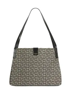 Balmain Monogram Jacquard Medium Shopper Bag - Black