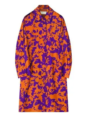 Dries Van Noten Floral Print Satin Coat - Orange