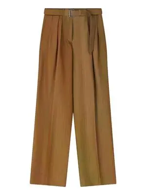 Dries Van Noten Herringbone Belted Trousers - Brown