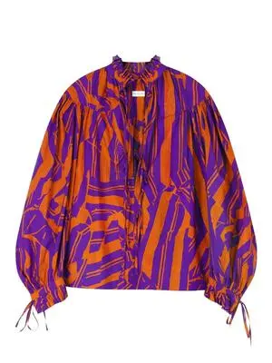 Dries Van Noten Ruffled Cotton Shirt - Purple