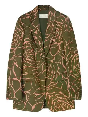 Dries Van Noten Loose-fit Floral Blazer - Green