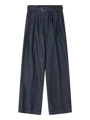 Dries Van Noten Belted Wide Leg Denim Jeans - Blue