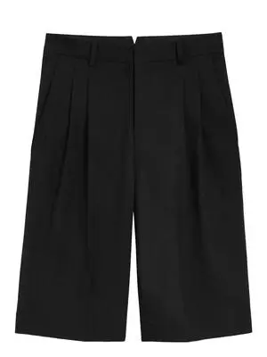 Ami Pleated Wide Bermuda Shorts - Black