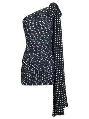 PATOU Polka-Dot Asymmetric Mini Dress Black