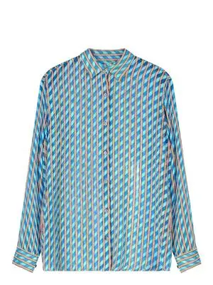 Dries Van Noten Striped Devoré Shirt - Blue