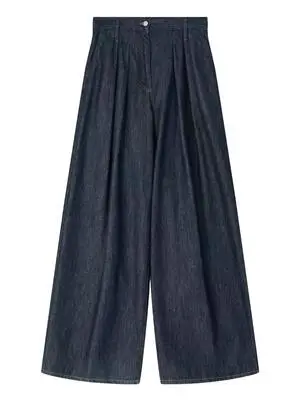 Dries Van Noten Wide Leg Pleated Jeans - Blue