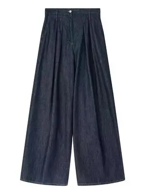 Dries Van Noten Wide Leg Pleated Jeans - Blue