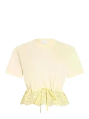 Patou Lace-hem T-shirt - Yellow