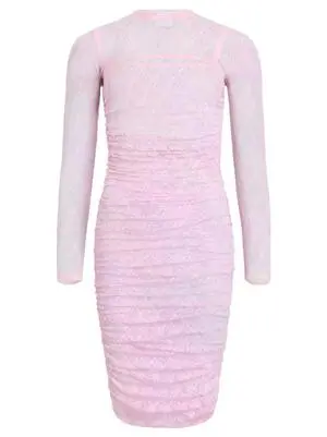 PATOU Lace Ruched Midi Dress - Pink