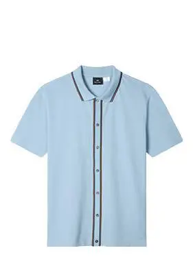 Paul Smith Pale Button-through Polo Shirt - Blue