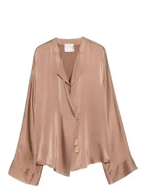 FORTE_FORTE Silk Satin Shirt - Brown