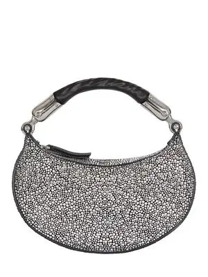 Balmain Mini Embellished Ebene Top Handle Bag - Silver