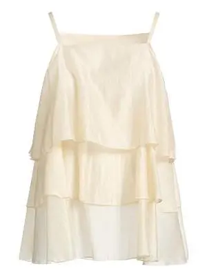 VICOLO Satin Tiered Top - White