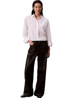 Calvin Klein Faux Leather Relaxed Fit Pants - Black