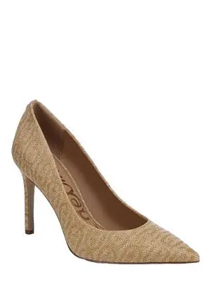 Sam Edelman Hazel Raffia Pointed Toe Pumps - Sand