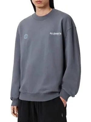 ALLSAINTS Emblem Graphic Sweatshirt - Slatewash Blue