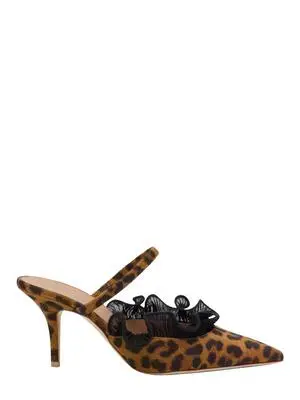 MALONE SOULIERS Leopard-printed Cecile Mules With Ruffle Detail - Brown