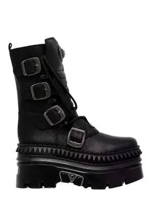 NEW ROCK Buckle Platform Boots - Black
