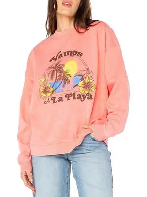 Roxy Oversize Graphic Sweatshirt - Sugar Coral Solid