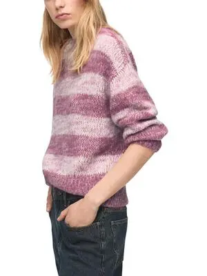 Mango Stripe Oversized Sweater - Pastel Pink