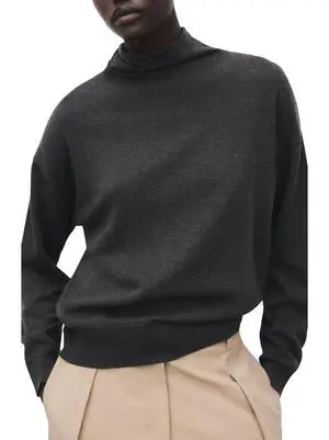 Mango Draped Turtleneck Sweater - Charcoal