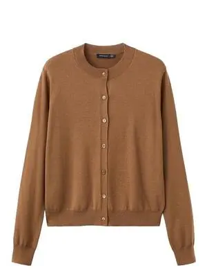 Mango Wool And Cotton Cardigan - Tobacco Brown