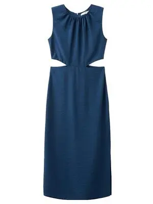 Mango Crinkled Cutout Midi Dress - Navy