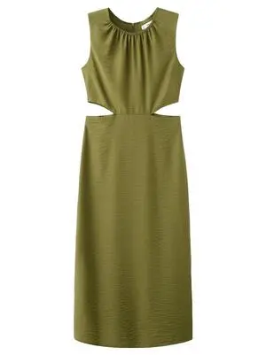 Mango Crinkled Cutout Midi Dress - Pastel Green