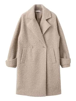 Mango Lapels Bouclé Coat - Beige