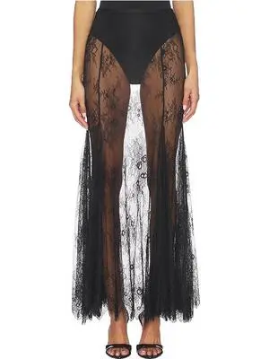 Ronny Kobo Liesel Lace Mermaid Skirt - Black