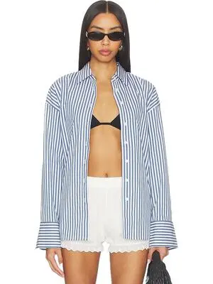 Good American Oversized Shirt - Indigo Stripe