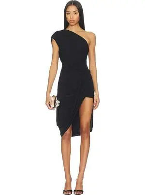 Ronny Kobo Emery Draped One-shoulder Dress - Black Beauty