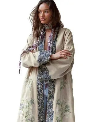 Free People Henlow Embroidered Duster - Yellow Combo