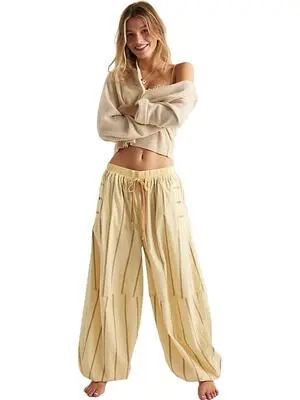 Free People Over The Moon House Pants Butter Yellow Combo