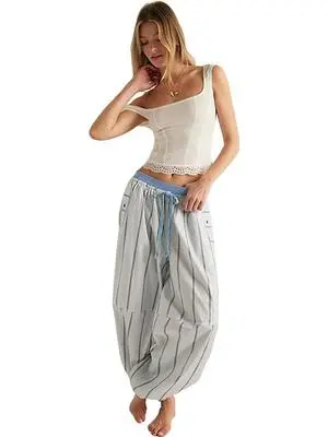 Free People Over The Moon House Pants Chambray Combo