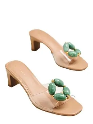 CECELIA NEW YORK Jessy Beaded Mules - Tea/green