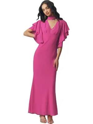 DE LA VALI Dolores Flutter-sleeve Maxi Dress - Pink