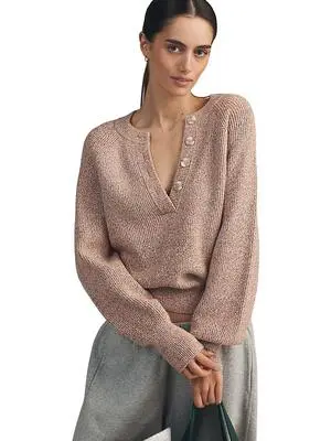 Varley Kennings Button-front Sweater - Ginger Rose Fleck